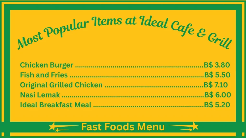 Ideal Menu Prices In Brunei - 2025