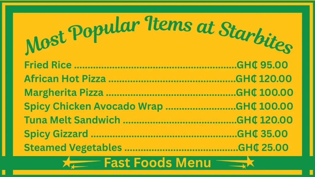 Starbites Menu Prices In Ghana - 2026