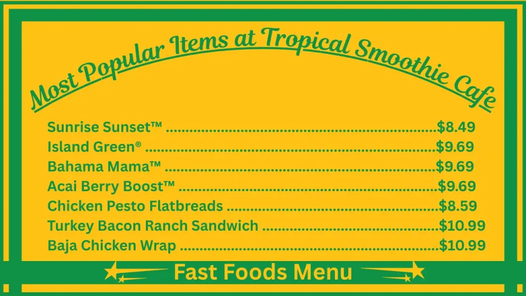 Tropical Smoothie Menu With Prices In USA - May 2026