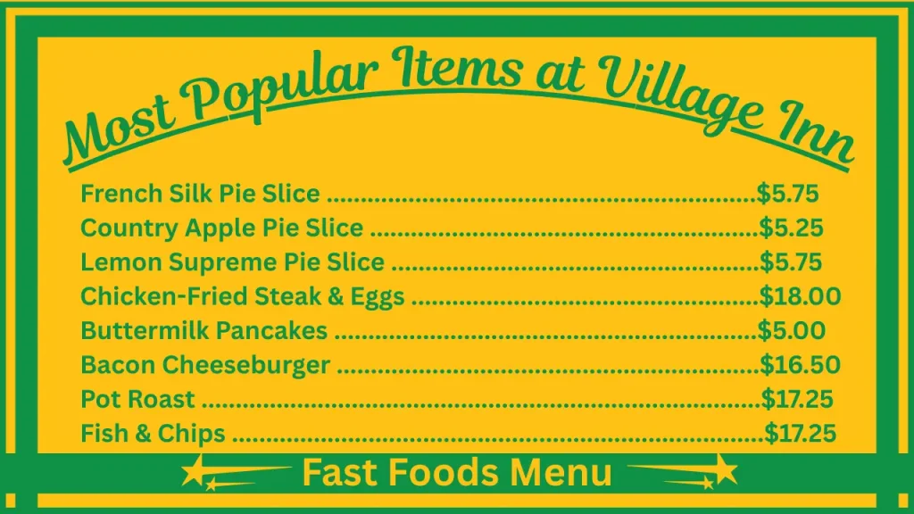Village Inn Menu With Prices In USA - May 2026
