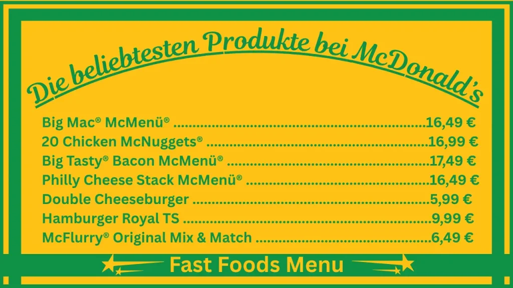 McDonald’s Preise 2026 Deutschland | Komplette Speisekarte